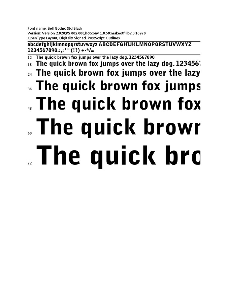 Bell Gothic Std Black Font Details | PDF