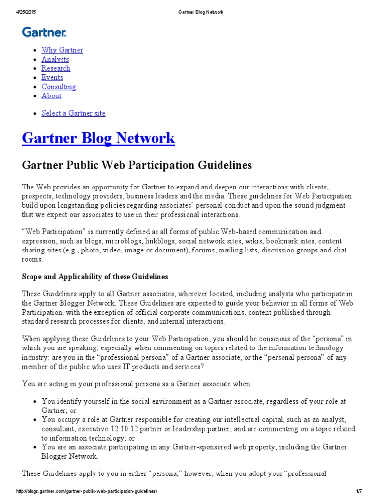 Gartner Blog Network | PDF | Blog | Social Networking Service
