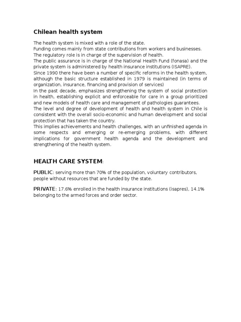 Overview of Chile's Health System | PDF