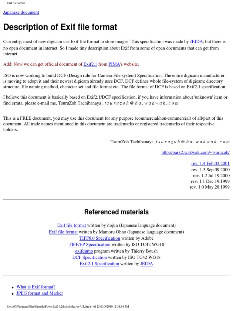 Exif File Format | PDF | File Format | Digital Camera