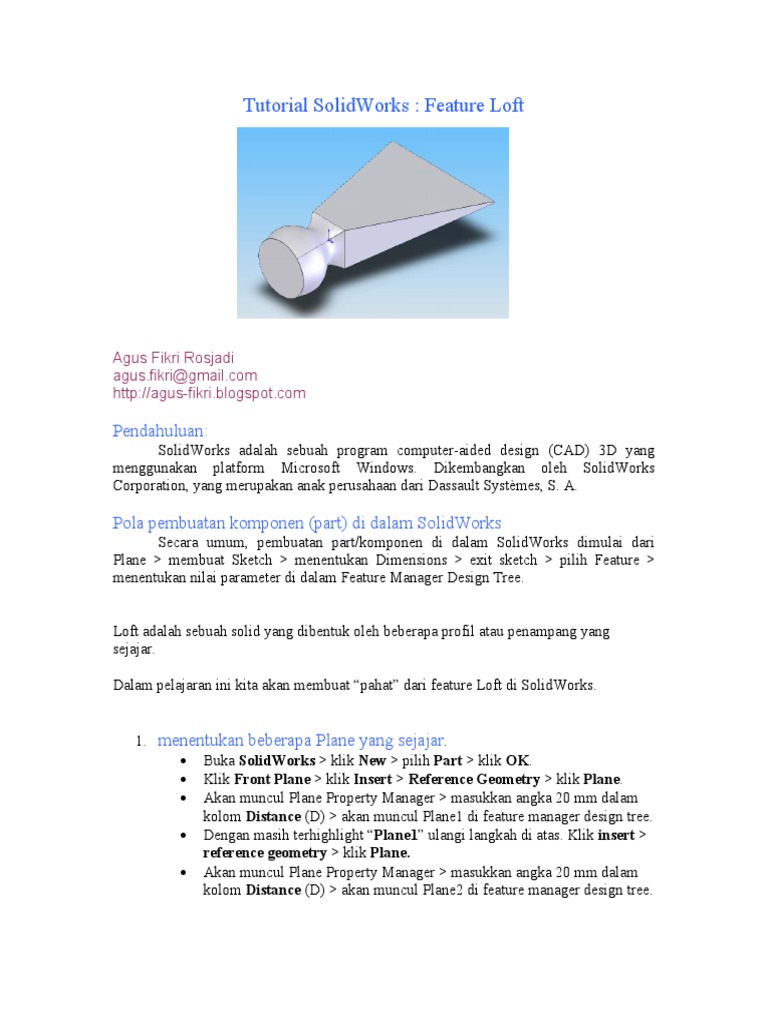 Solidworks Tutorial Loft | PDF