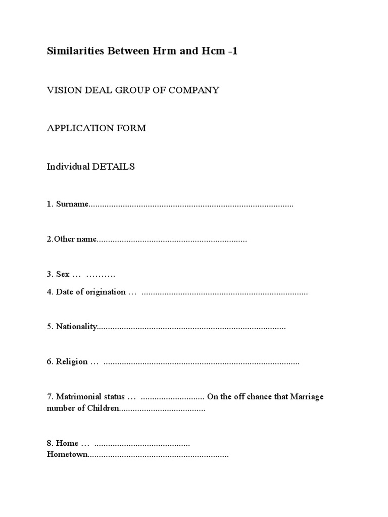 HRM vs HCM Application Form Insights | PDF