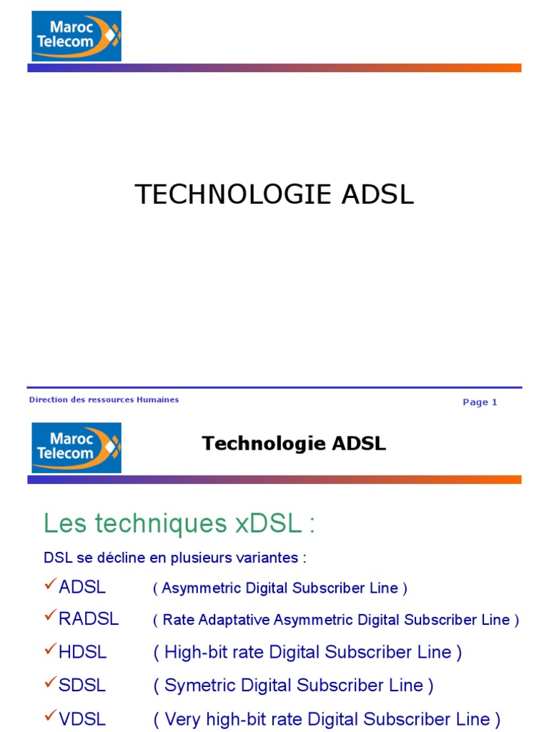 Technologie ADSL et ses variantes | PDF | Mode de Transfert Asynchrone ...