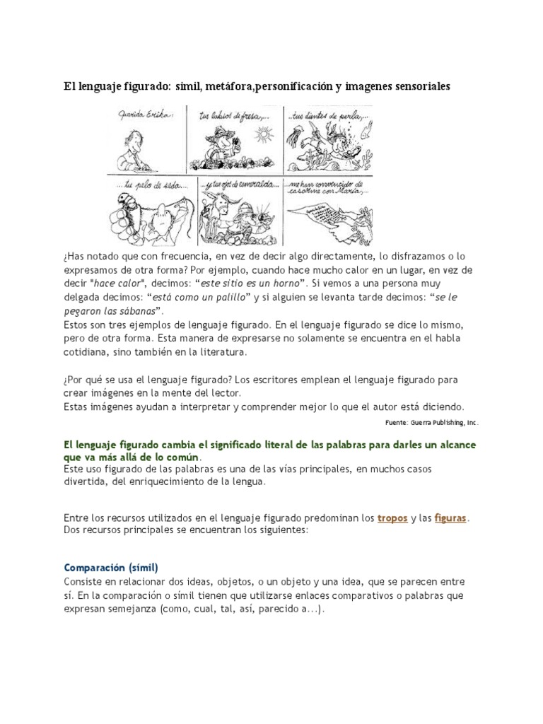 Lenguaje Figurativo: Símil, Metáfora y Más | PDF | Estudios de idiomas ...