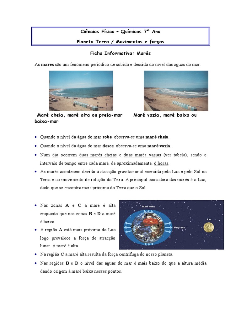 7º Ano - FI - 10 - Marés | PDF | Maré | Lua