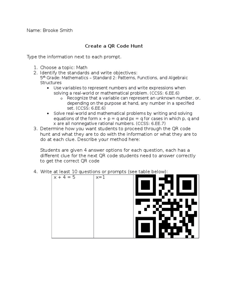 QR Code Math Hunt for 5th Graders | PDF | Career & Growth | Teaching ...