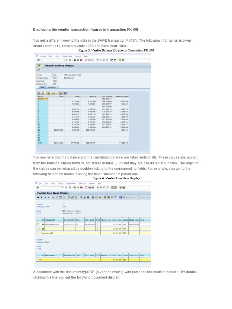KK - Displaying The Vendor Transaction Figures in Transaction FK10N ...