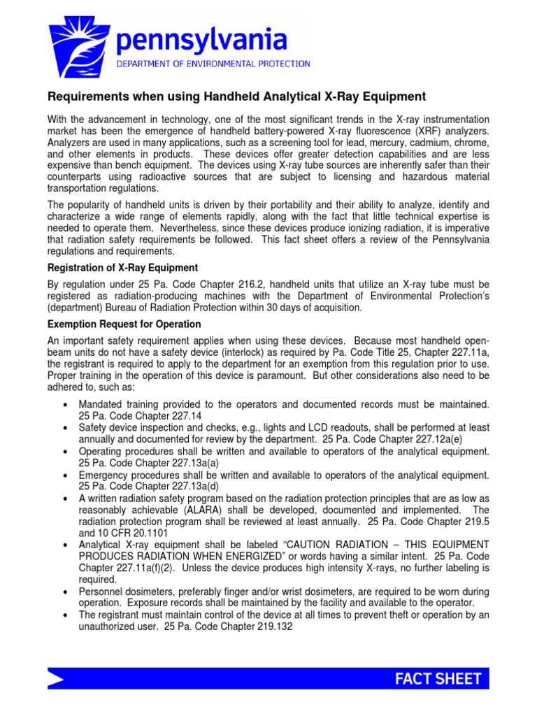 Requirements When Using Handheld Analytical X-Ray Equipment | PDF ...