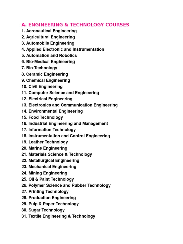 A. Engineering & Technology Courses | PDF | Engineering | Automation