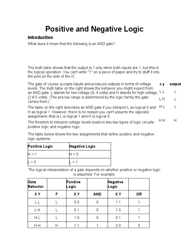 +ve &-Ve Logic | PDF | Electromagnetism | Electronic Engineering