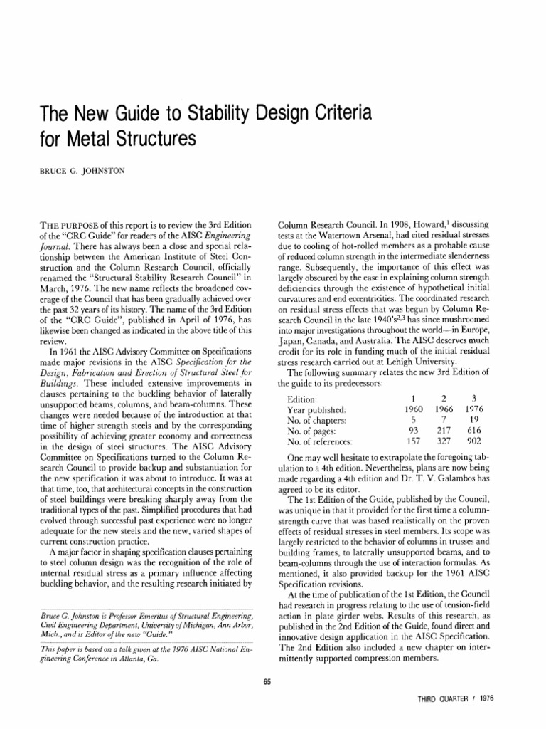 The New Guide To Stability Design Criteria For Metal Structures | PDF ...