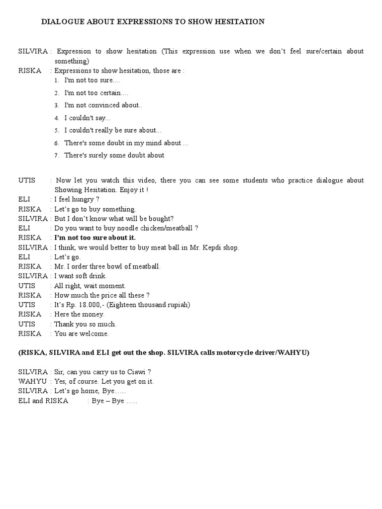 Expressions of Hesitation Guide | PDF | Cooking, Food & Wine | Language ...