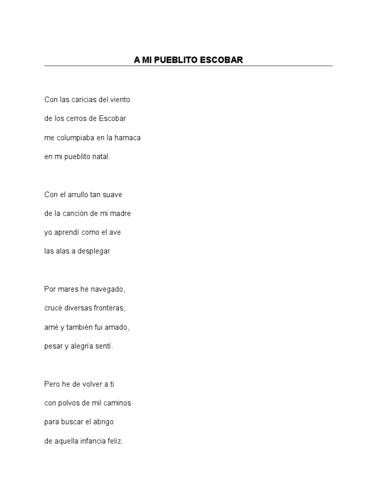 A Mi Pueblito Escobar | PDF | Arte | Poesía