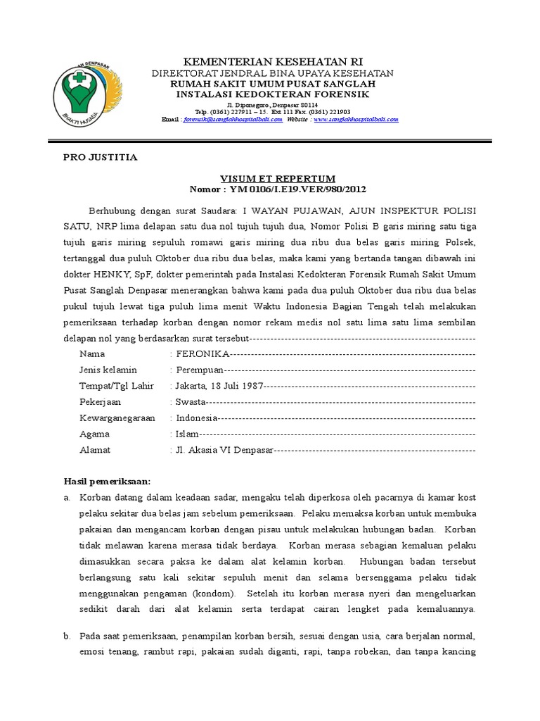 Contoh Visum Perkosaan | PDF