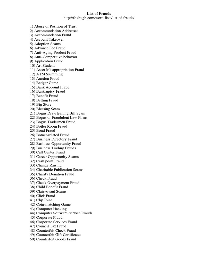 List of Frauds | PDF | Internet Fraud | Fraud