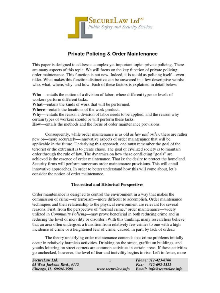 Private Police and Order Maintenance | PDF | Police | Crime & Violence