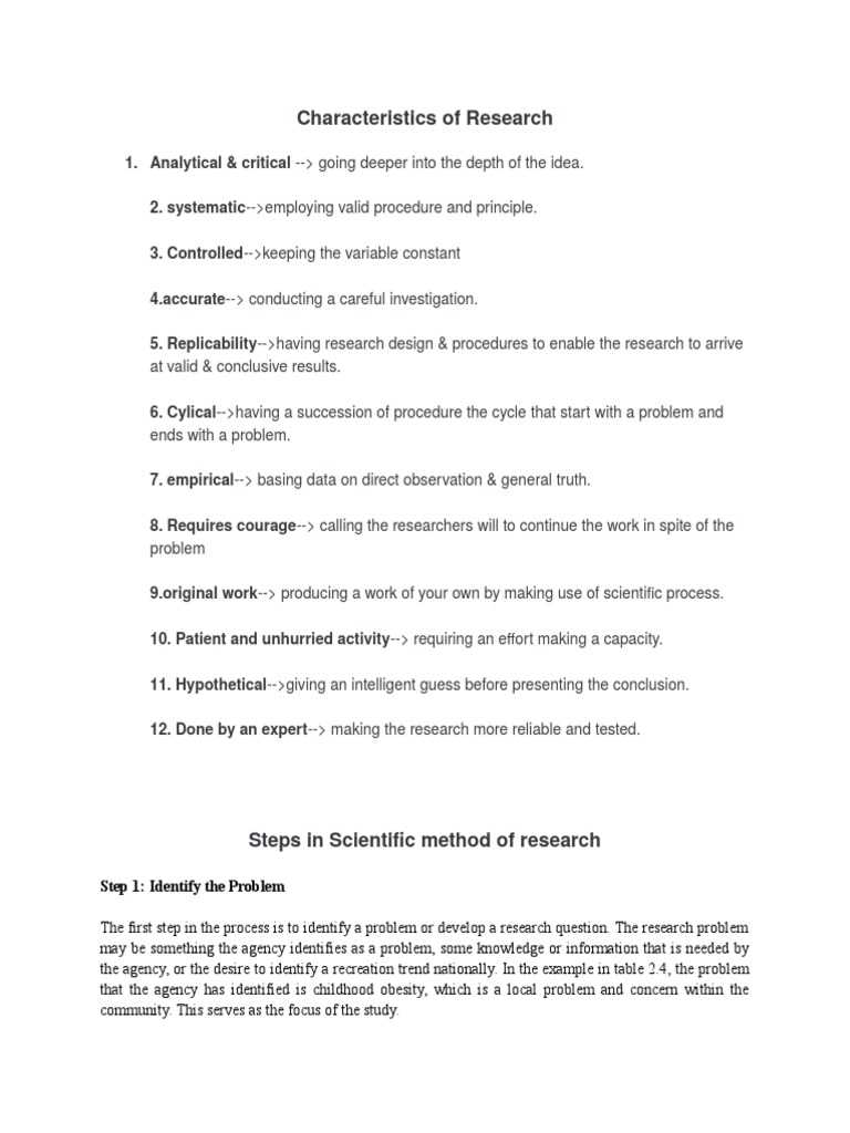 The Characteristics and Steps of the Scientific Research Process | PDF ...