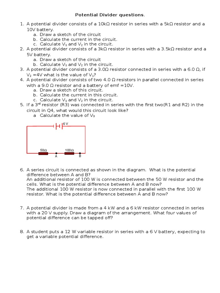 Potential Divider Questions | PDF | Teaching Methods & Materials ...