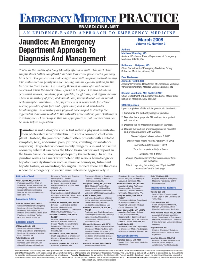 Jaundice An Emergency Department Approach To Diagnosis and Management ...