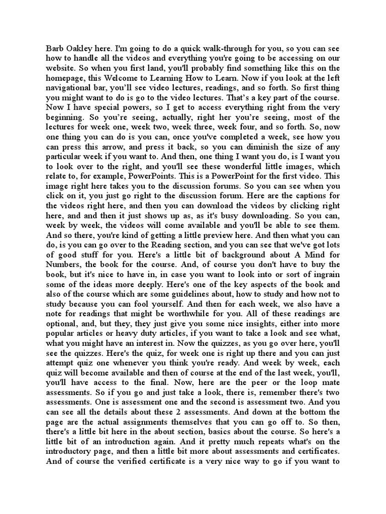 Learning How To Learn - ALL | PDF | Working Memory | Memory