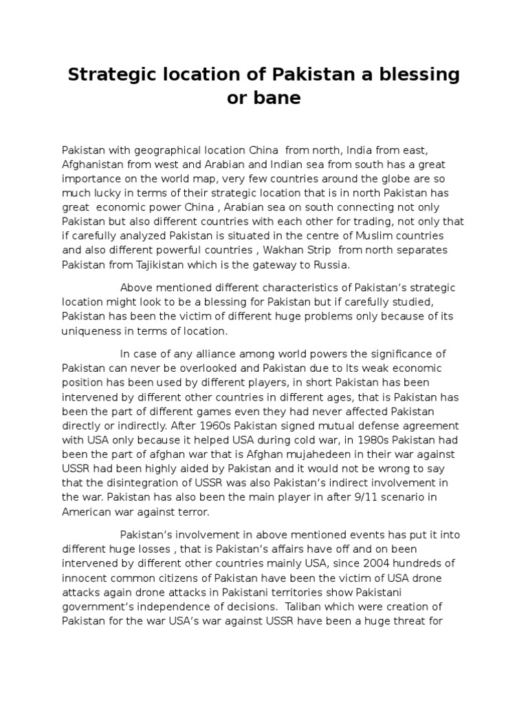 Pakistan's Strategic Location: Blessing or Bane? | PDF | Pakistan ...