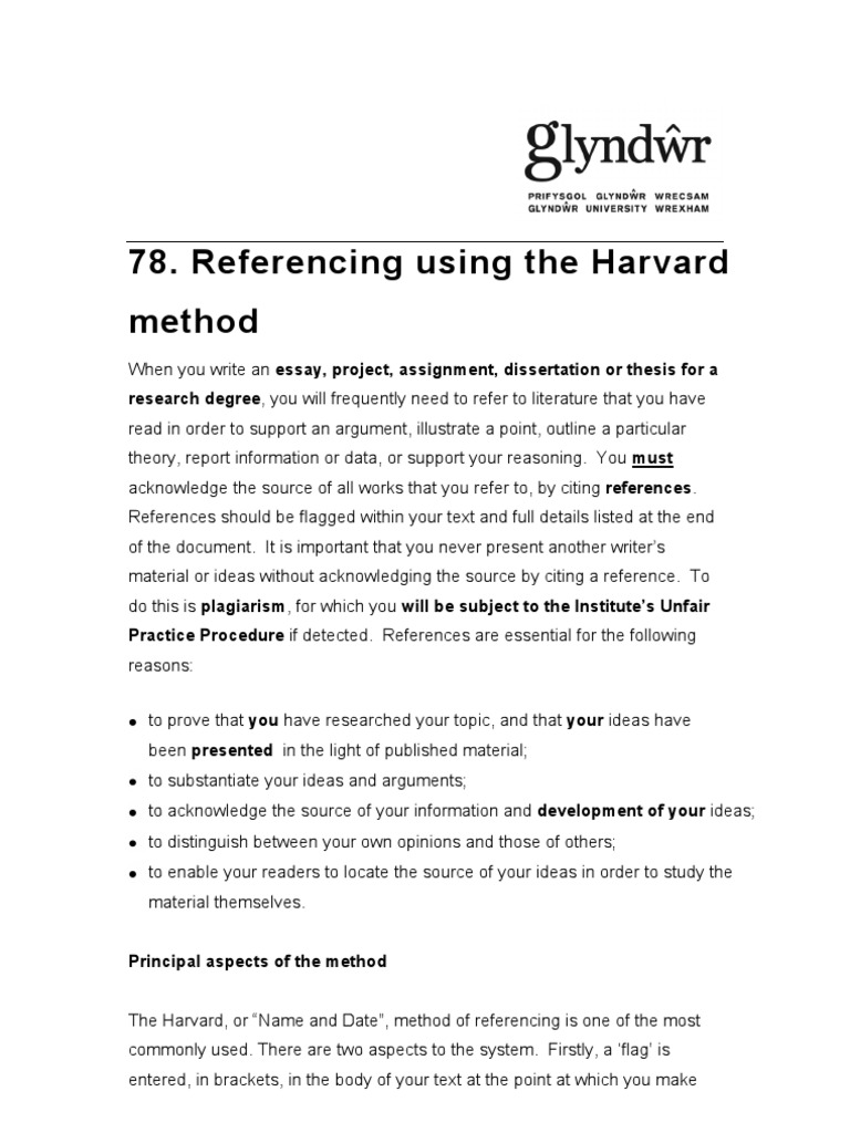 Referencing Using The Harvard Method Research Degree You Will