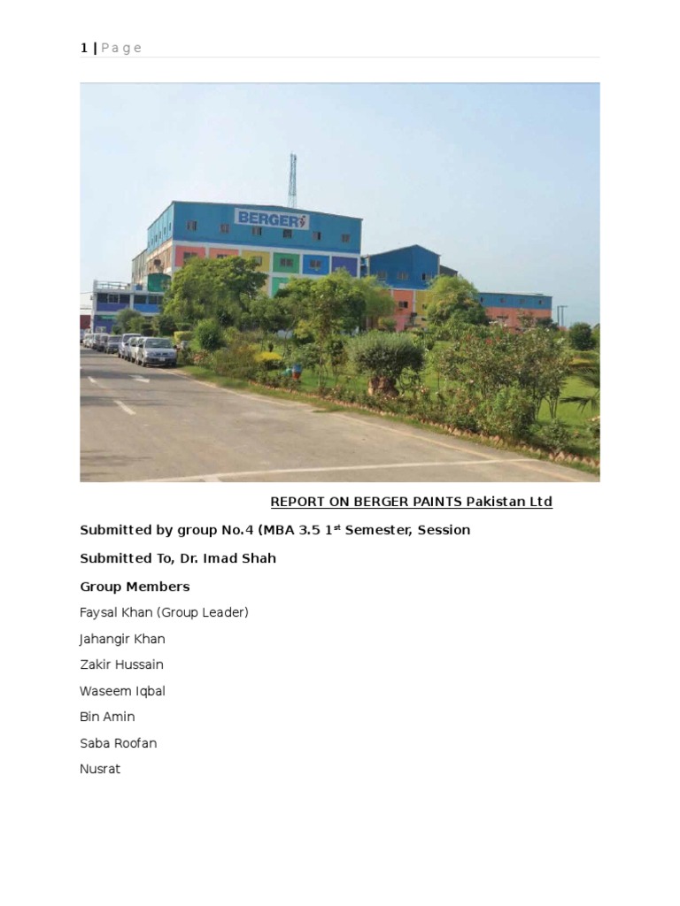 Overview of Berger Paints Pakistan Ltd | PDF | Corporate Social ...