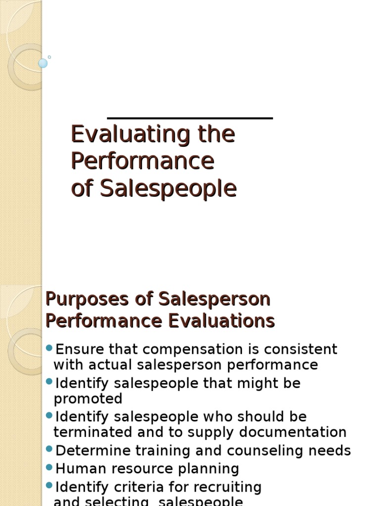 Salesmanagement Performance Evaluation | PDF | Performance Appraisal ...