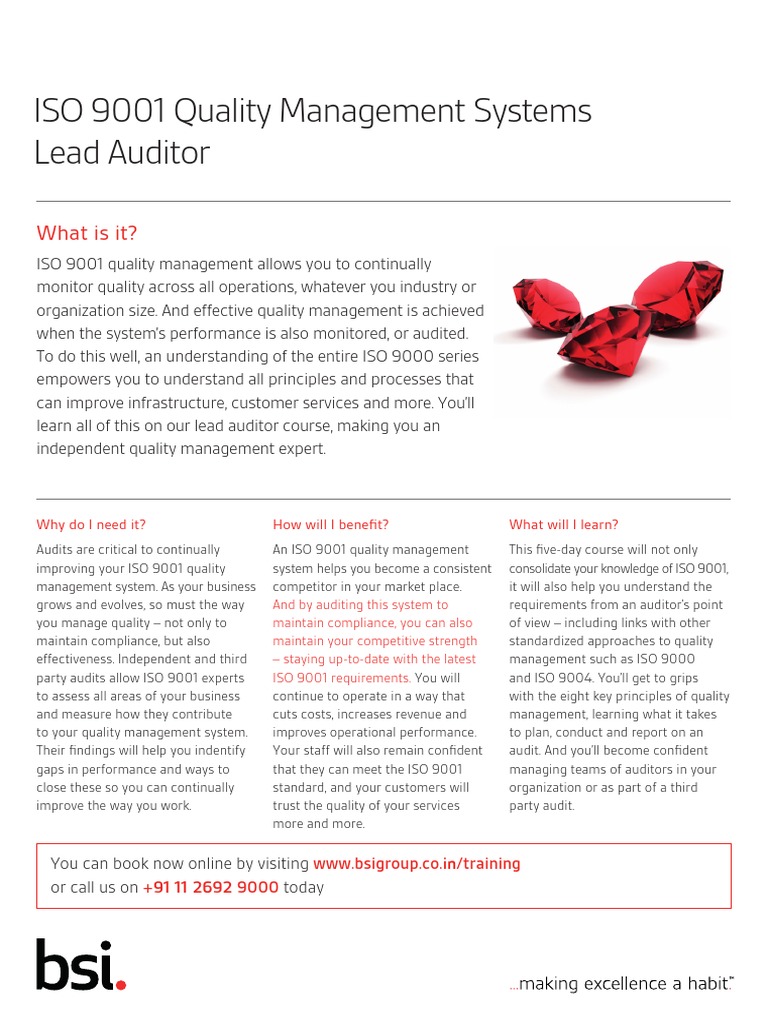 ISO 9001-QMS-Lead Auditor Course-Sales Flyer | PDF | Iso 9000 | Quality ...