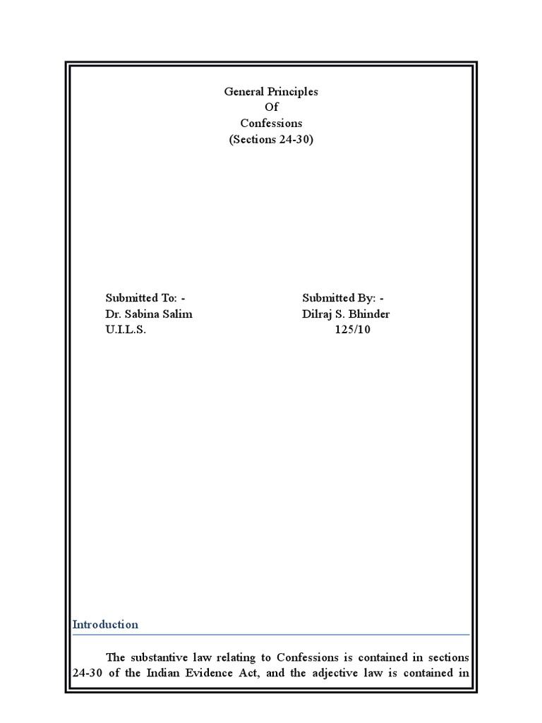 Confession | PDF | Confession (Law) | Evidence (Law)