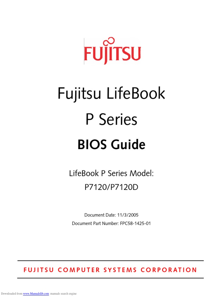 Fujitsu P7120 BIOS Setup Guide | PDF | Bios | Booting