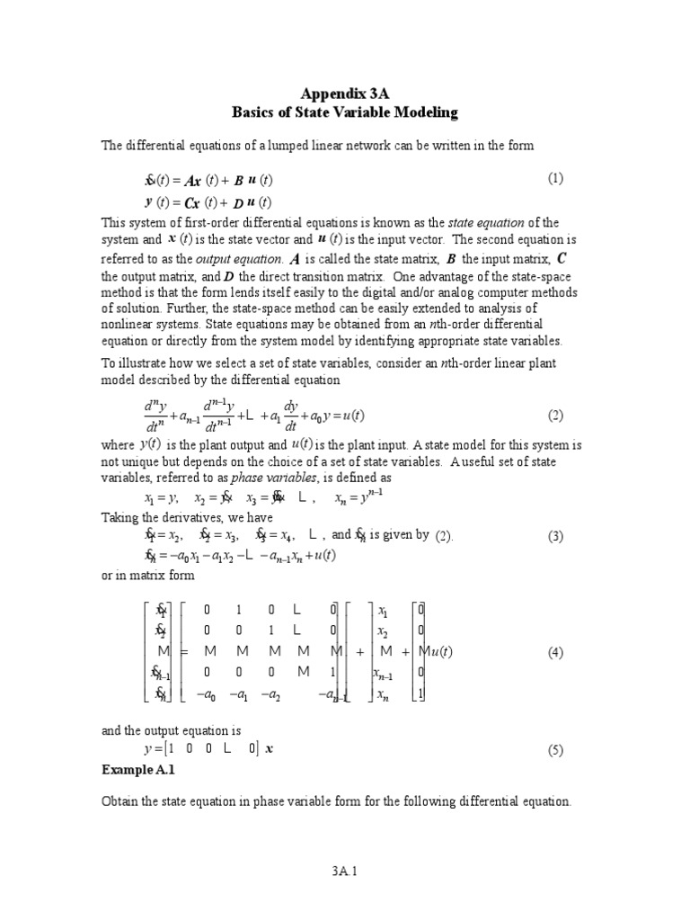 Tutorial I Basics of State Variable Modeling | PDF | Teaching ...