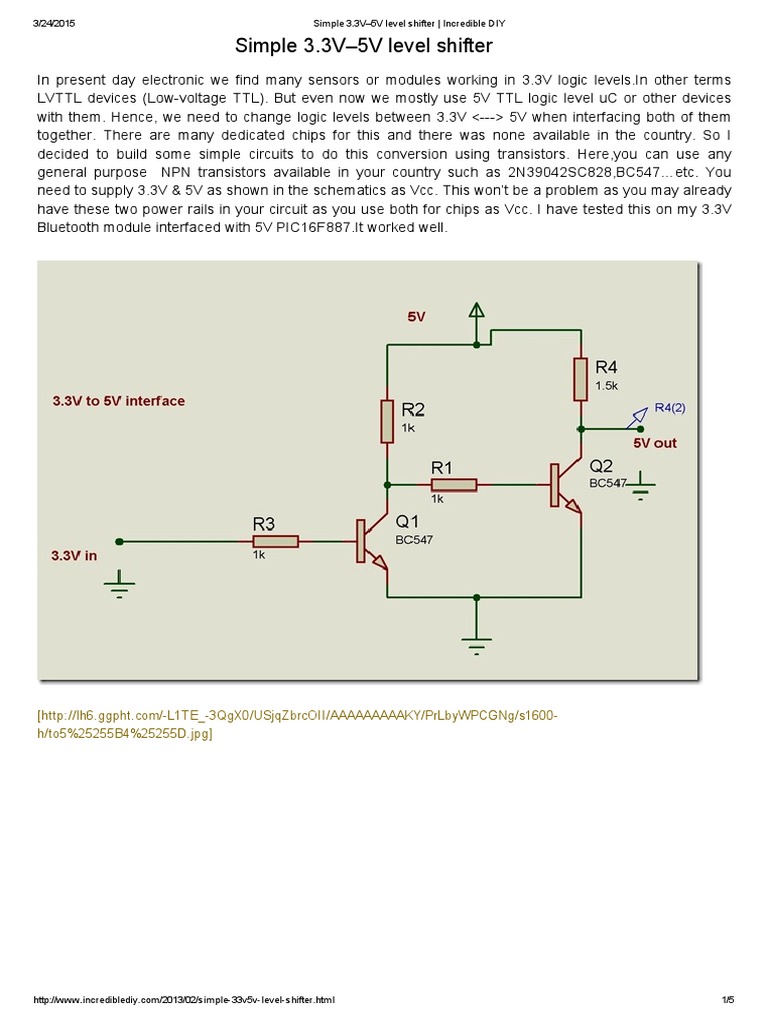 Simple 3.3V-5V Level Shifter | PDF | Electronic Circuits | Transistor