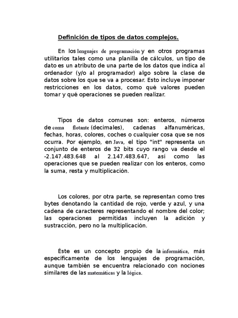 Datos Complejos | PDF | Tipo de datos | Cola (tipo de datos abstractos)