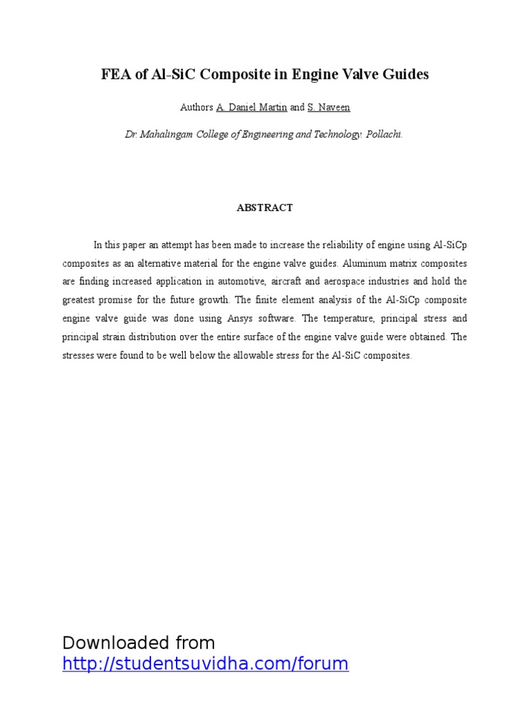 AlSiC Composite in Engine Valve Guides | PDF | Composite Material ...