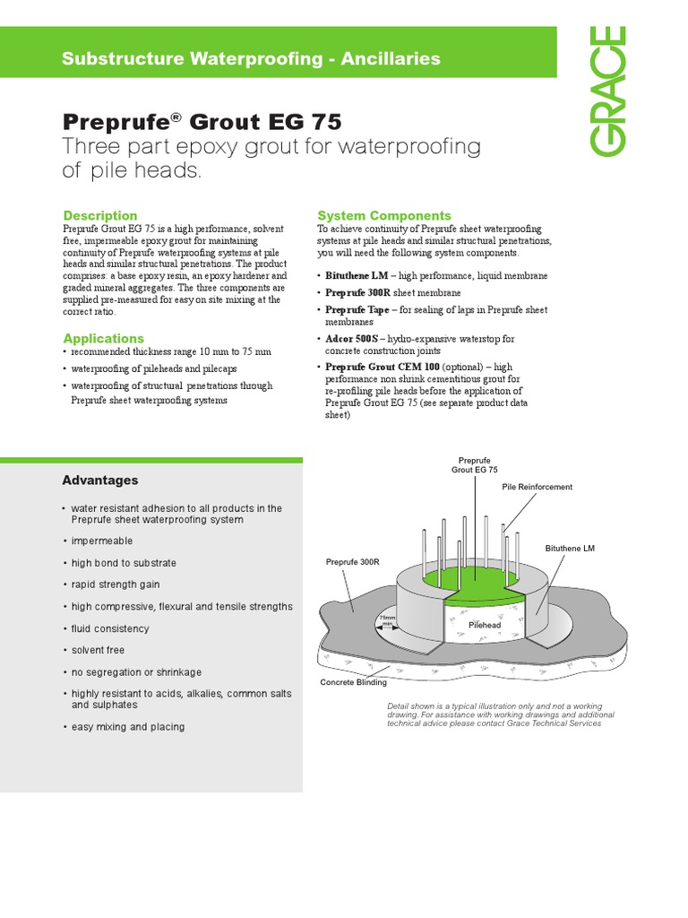 PrePrufe Grout EG 75 | PDF | Epoxy | Concrete