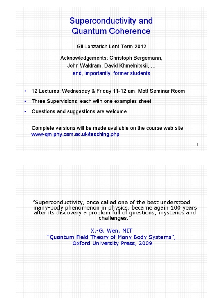 Lecture - Superfluidity | PDF | Superconductivity | Phase Transition