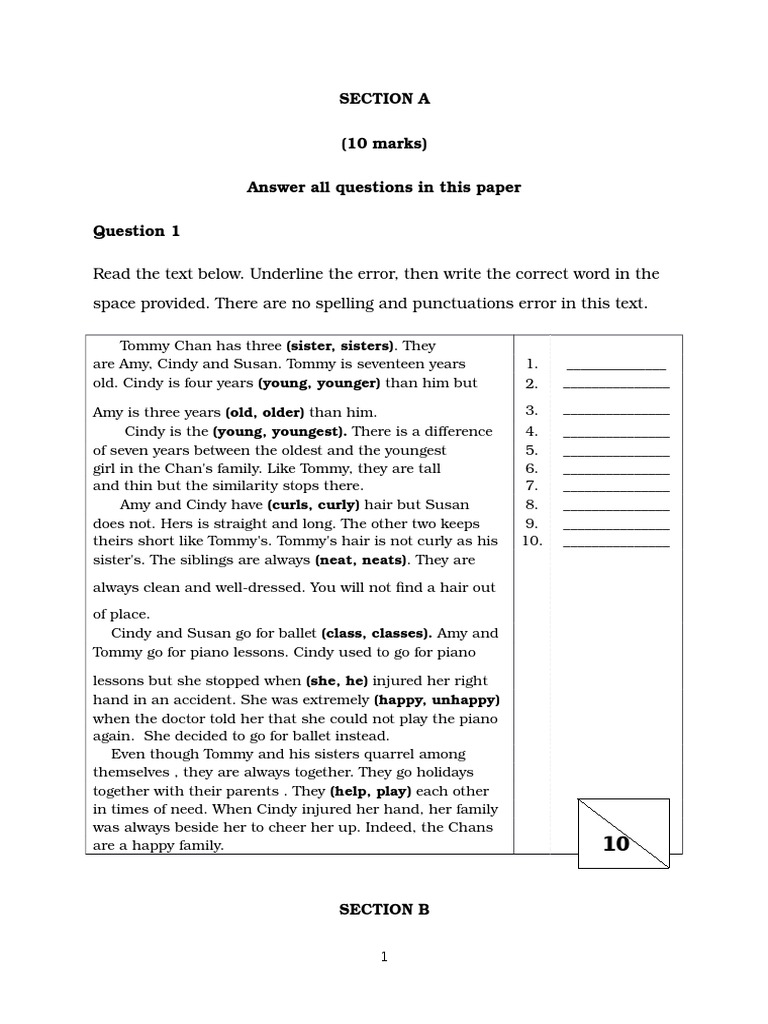 Form 1 pt3 Exercise | PDF