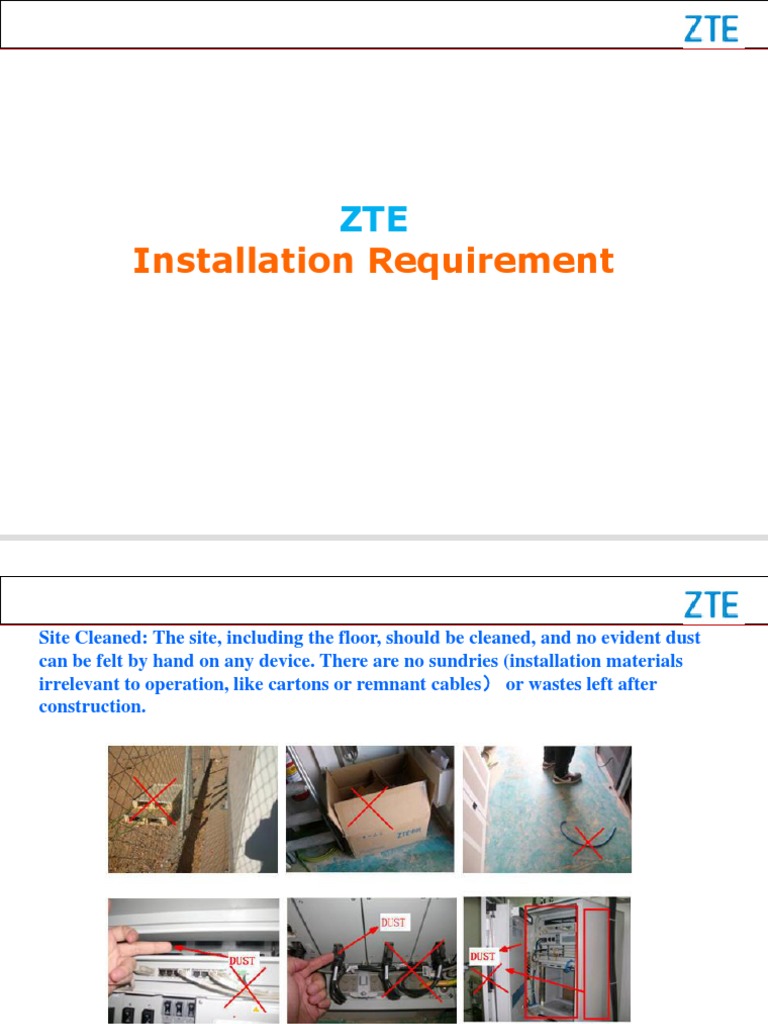 ZTE Installation Requirements Guide | PDF | Cable | Electrical Connector