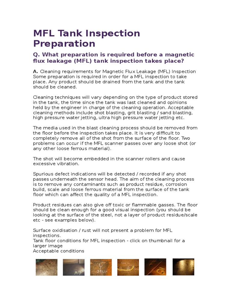 What Preparation Is Required Before A Magnetic Flux Leakage (MFL) Tank ...