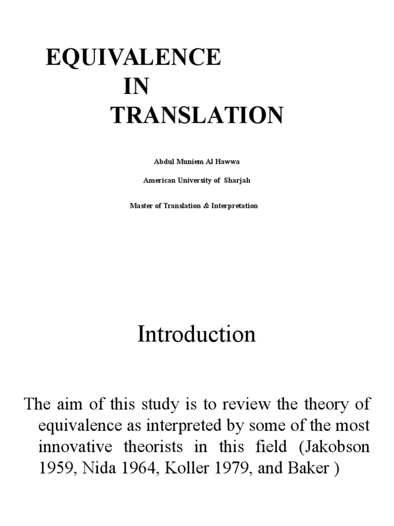Equivalence in Translation | PDF | Translations | Word