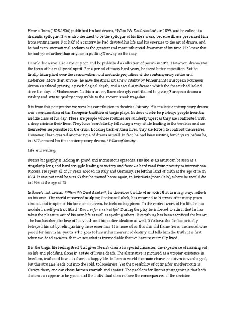 Henrik Ibsen's Dramatic Legacy and Influence on Modern Theatre | PDF ...