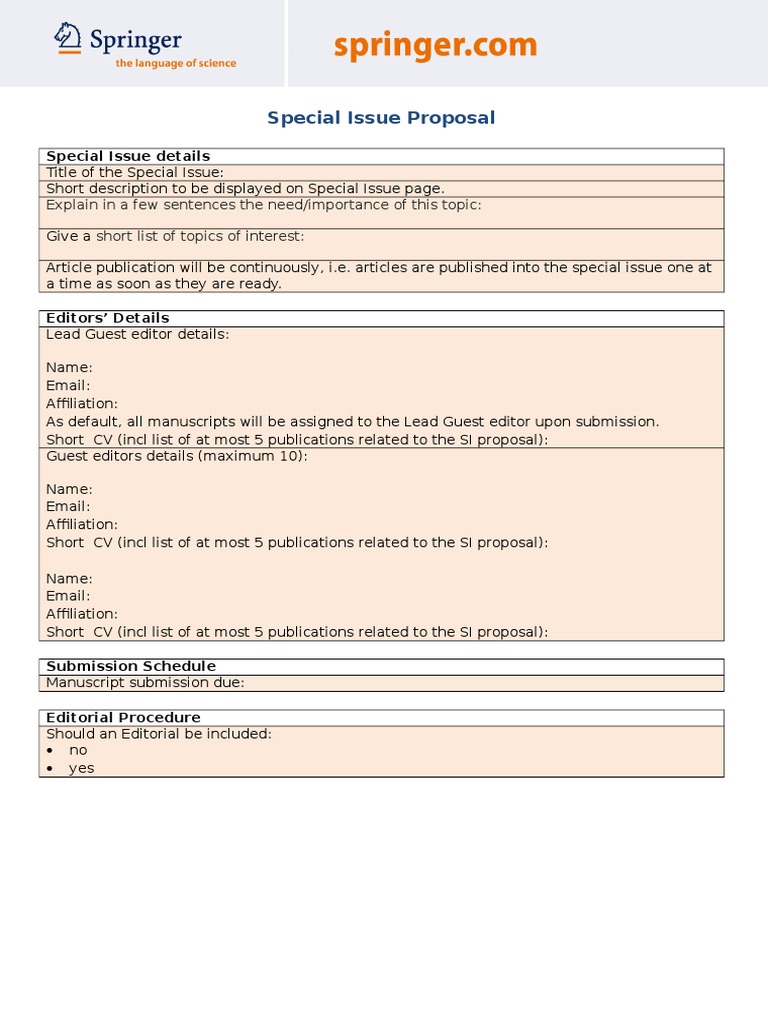 Special Issue Proposal Form | PDF