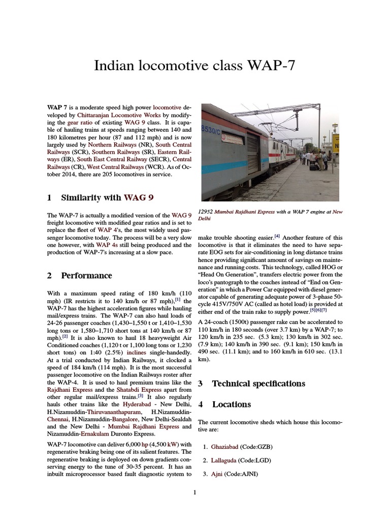 WAP-7 Locomotive Overview and Specs | PDF | Rail Transport | Locomotives