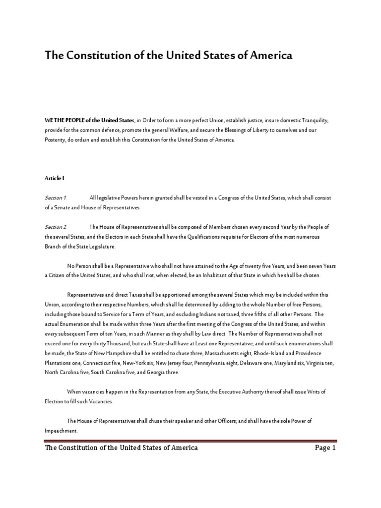 US Constitution | PDF | U.S. State | United States Constitution