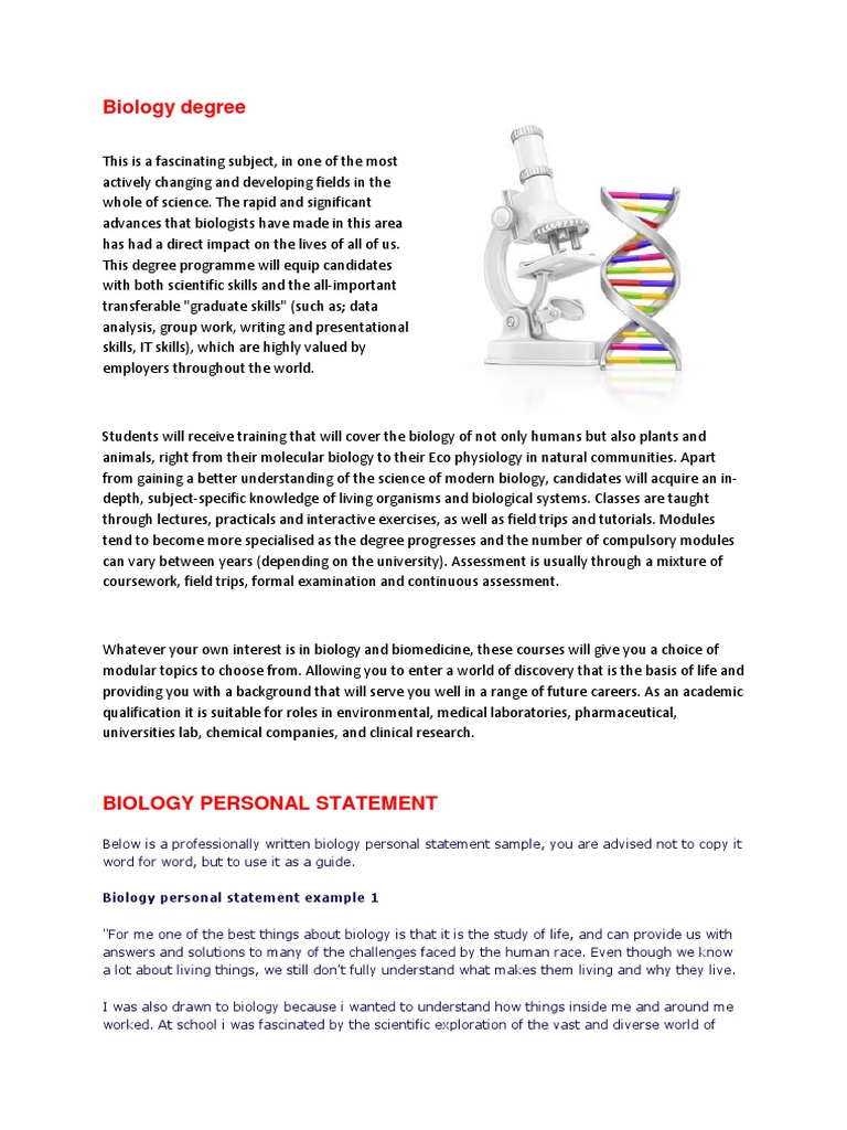 Biology Personal Statement | PDF | Biology | Experiment