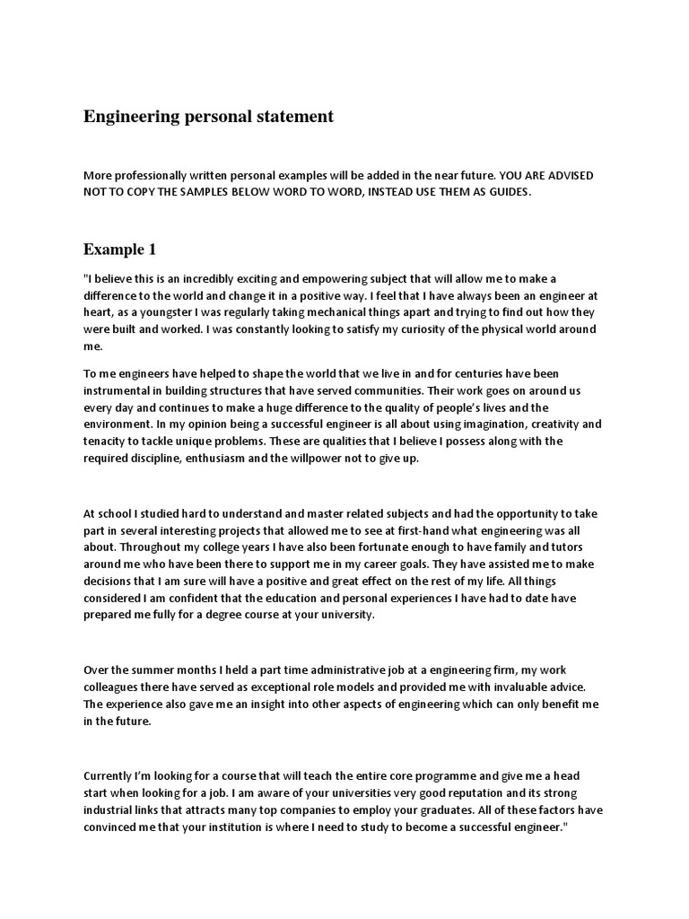 Engineering Personal Statement | PDF