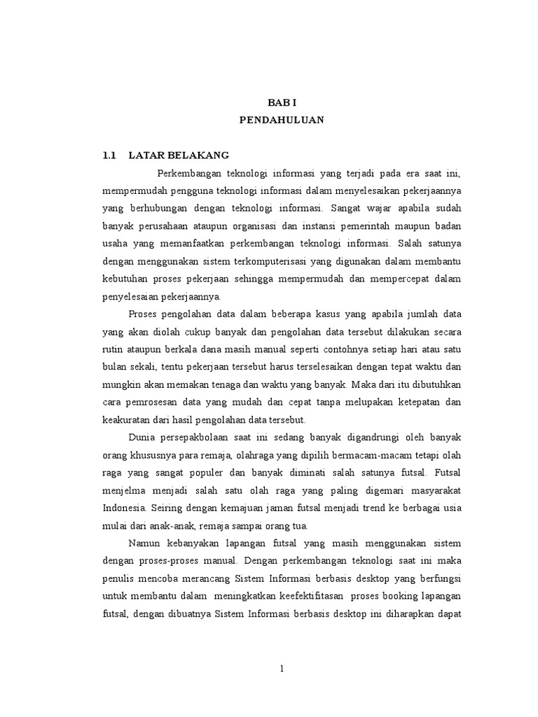 Proposal Sistem Informasi Persewaan Lapangan Futsal | PDF Proposal Sistem Informasi Persewaan Lapangan Futsal | PDF