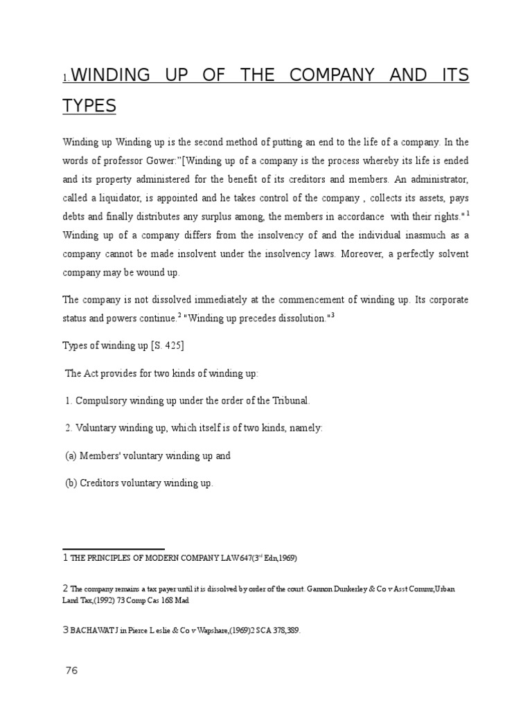Winding Up Types and Court Ordered Liquidation | PDF | Liquidation ...