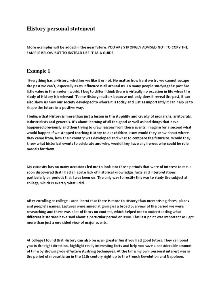 History Personal Statement | PDF | Epistemology | Psychological Concepts